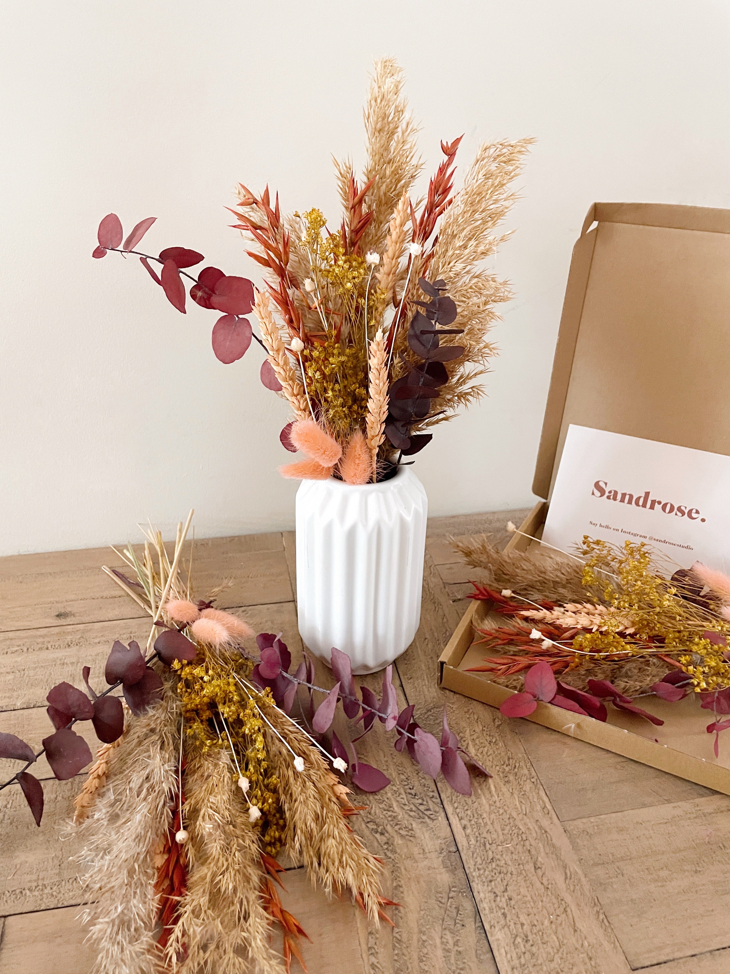 Letterbox Pampas Grass & Preserved Eucalyptus Bouquet - Everlasting ...